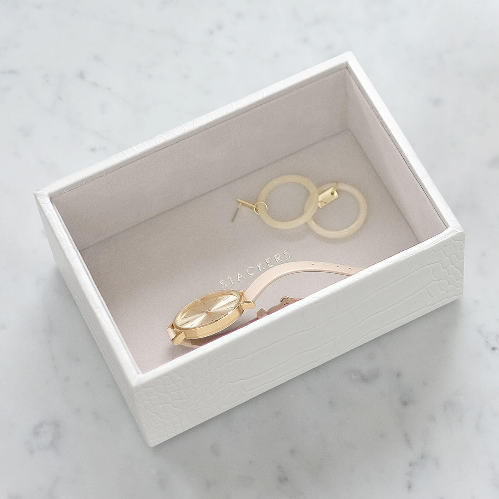 Stackers Chalk White Croc Mini Jewellery Box Chunky Layer - Gifts in Time